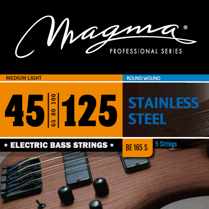 Струны для 5-струнной бас-гитары Magma Strings Low B BE165S 45-125
