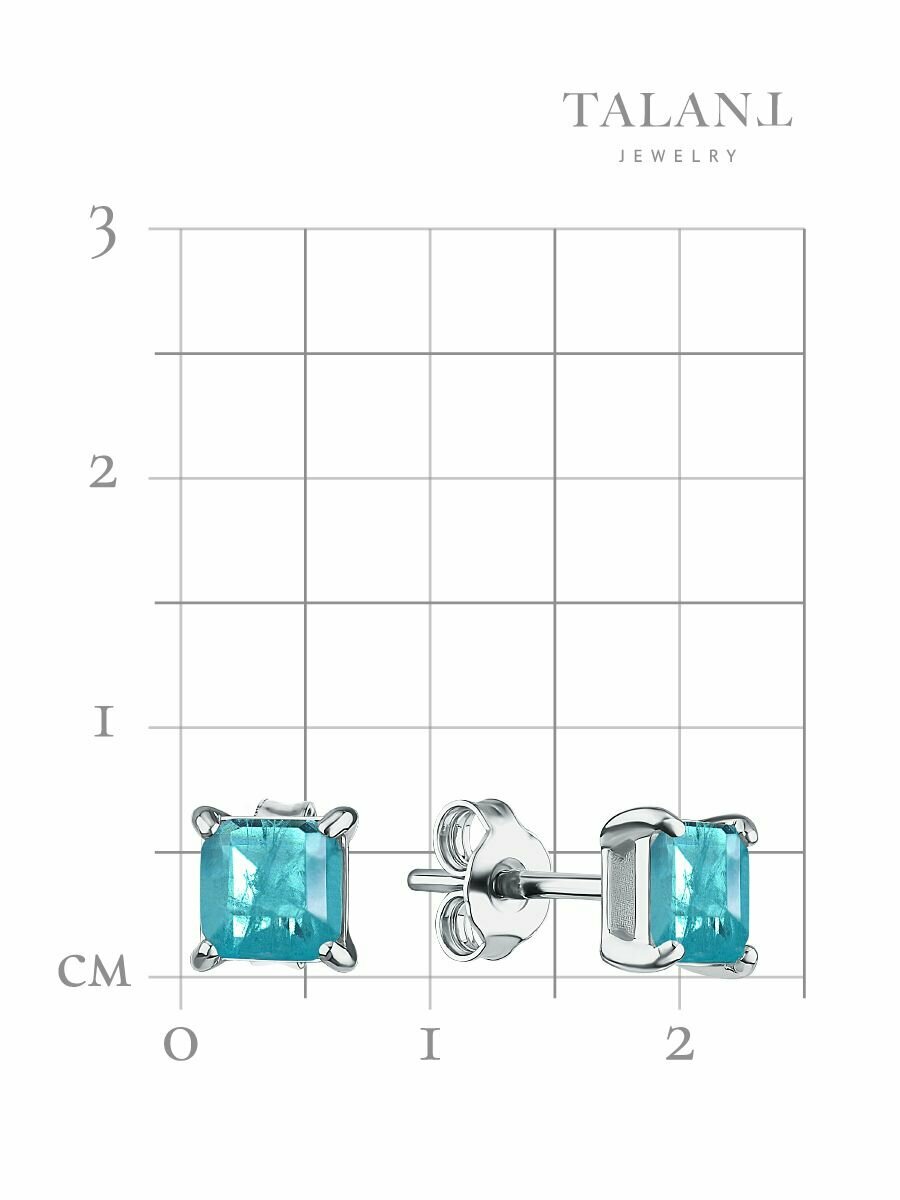 Серьги пусеты TALANT, серебро, 925 проба, родирование, горный хрусталь, , серебристый — фото 1