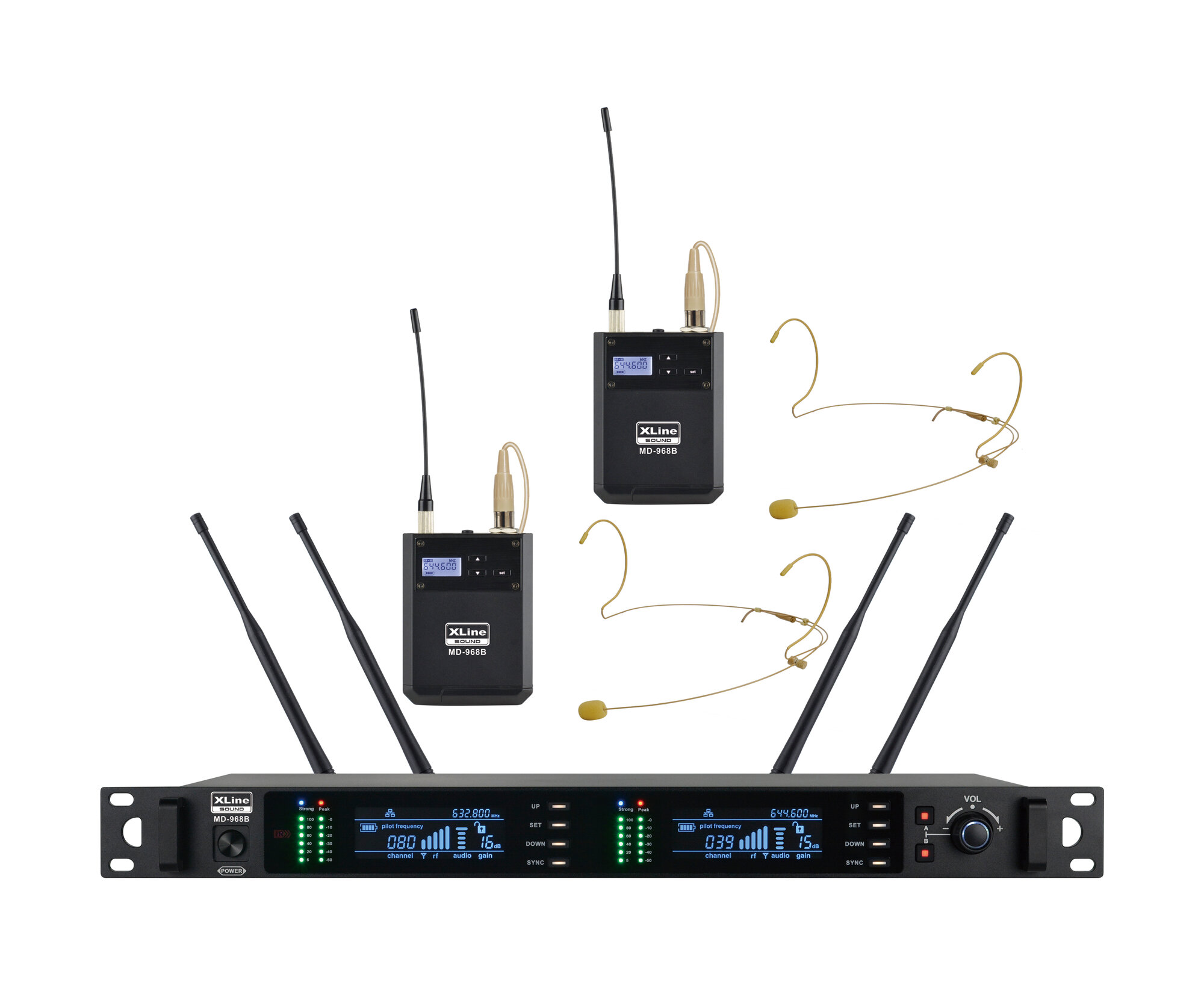 XLINE MD-968B(NEW) Радиосистема двухканальная c двумя поясными передатчиками