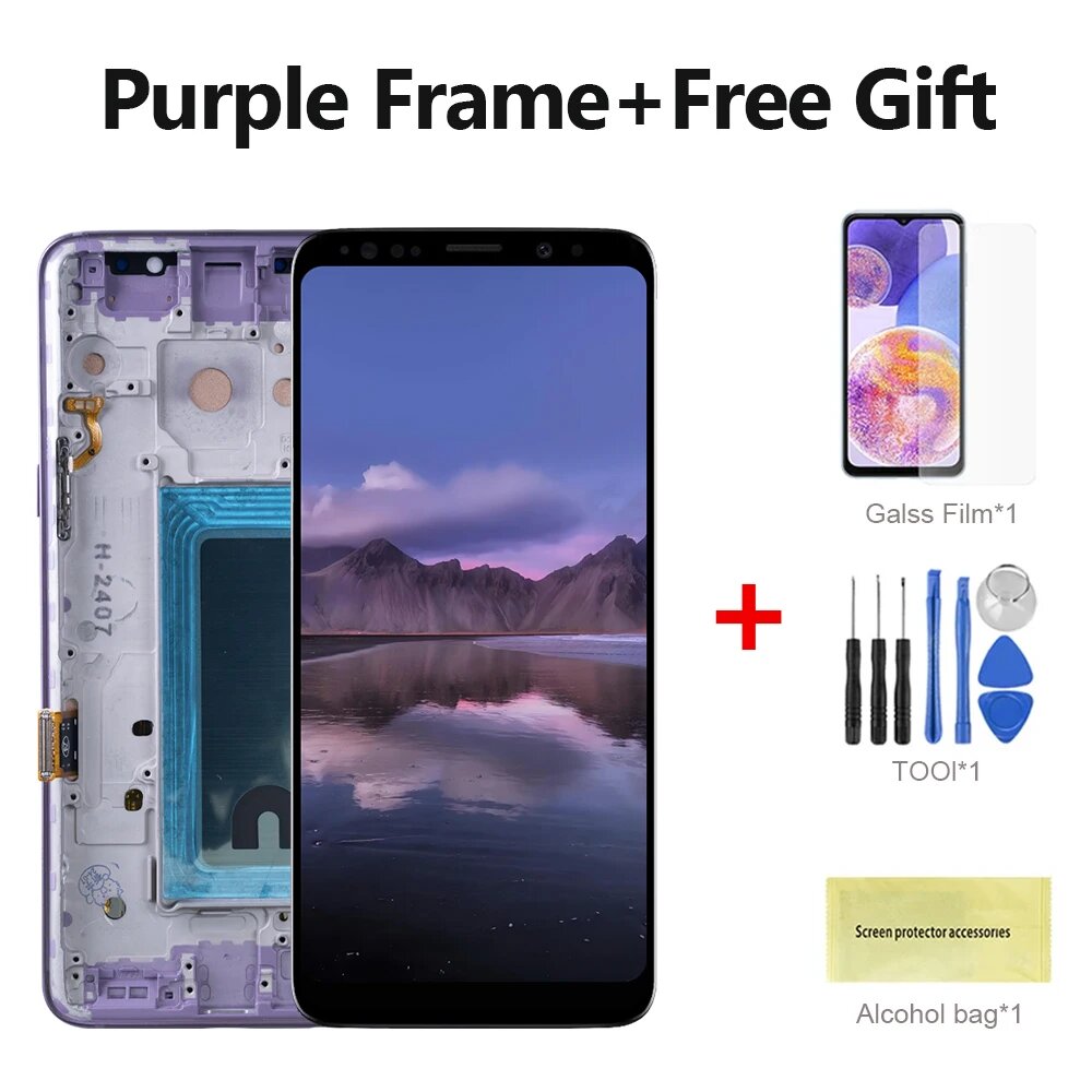 100% протестированный 5,65-дюймовый TFT S9 экран для Samsung S9 G960 G960N G9600 G960U ЖК-дисплей с рамкой, замена дигитайзера сенсорного экрана TFT Purple Frame