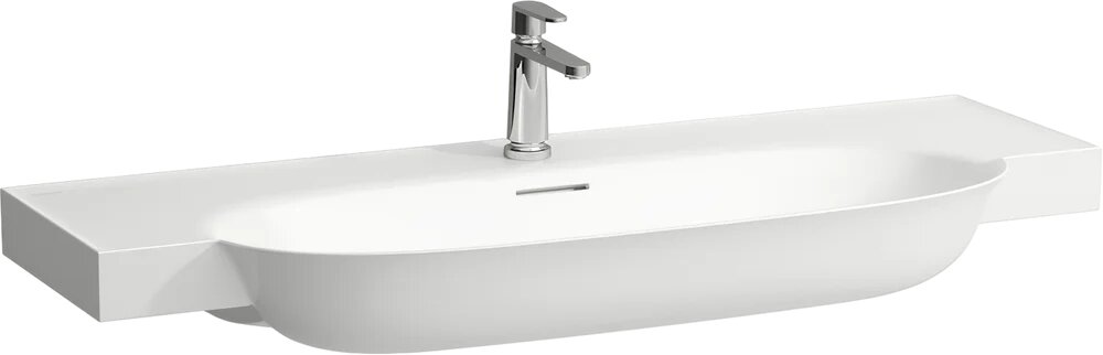 Мебельная раковина Laufen The New Classic 8.1385.8.000.104.1 120 накладная, подвесная, фарфоровая, со встроенным сливом-переливом, белая, раковина для ванной, прямоугольная, ретро