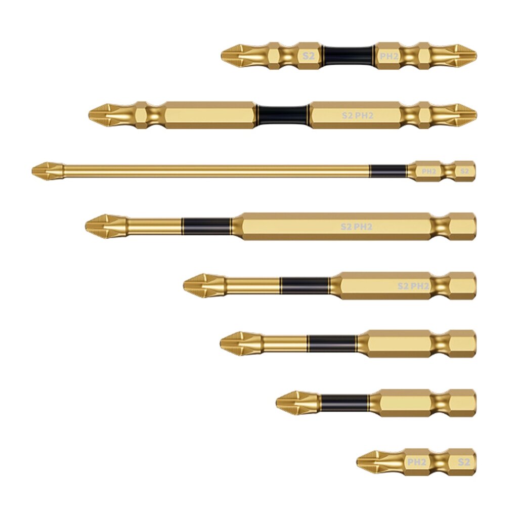 Набор из 8 магнитных бит для отверток с шестигранным хвостовиком 1/4" длиной 30–100 мм, шестигранный ключ, крестовая бита