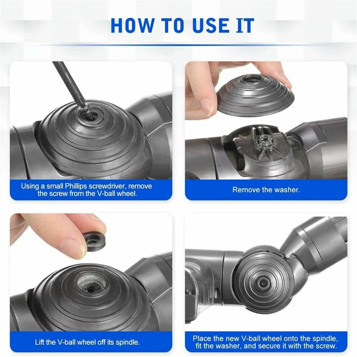 Колесо V-Ball для беспроводного пылесоса Dyson V6 V7 V8 V10 V11 V15 Бытовая техника (пластик)