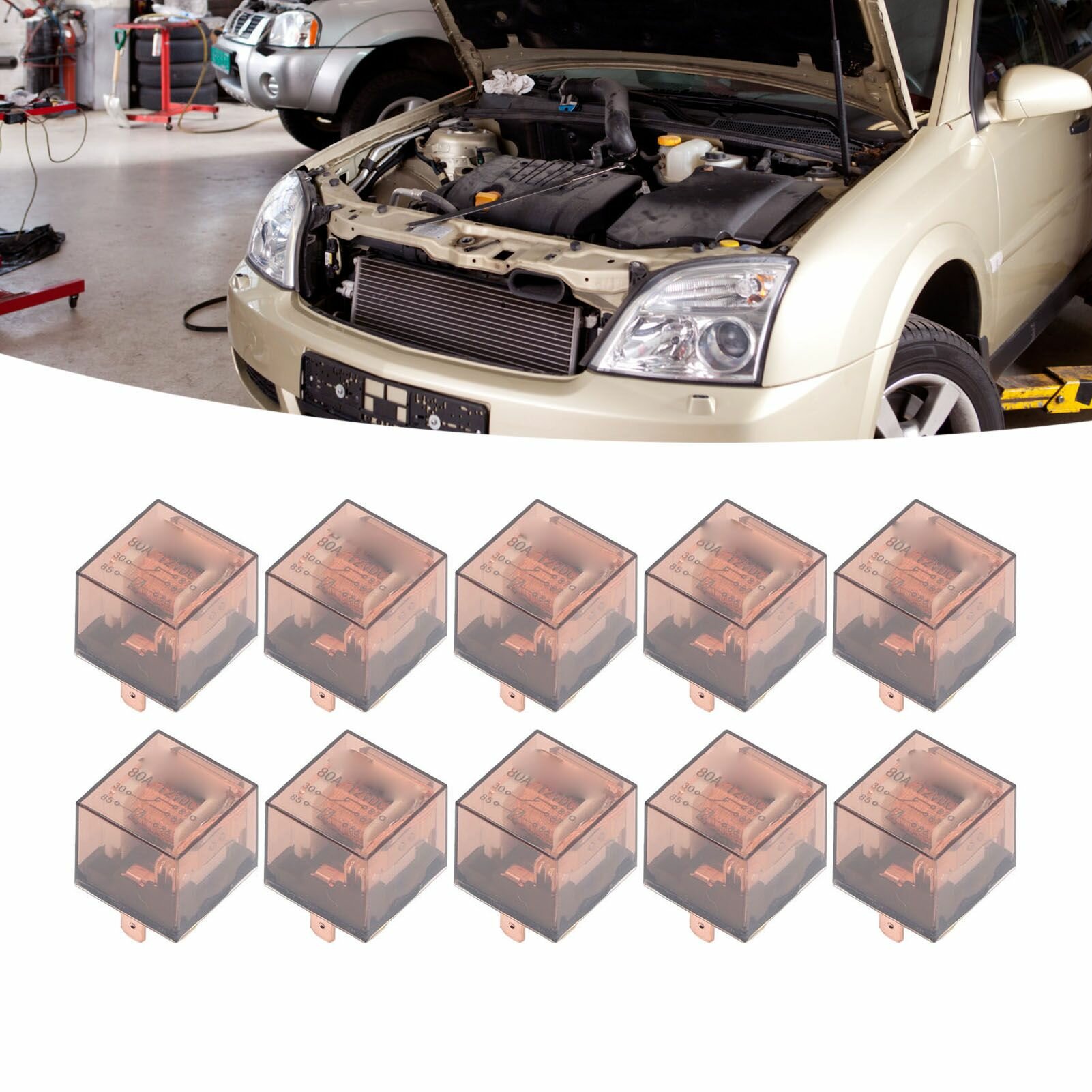 10шт SPDT реле 12V 80A, водонепроницаемое, без индикатора,