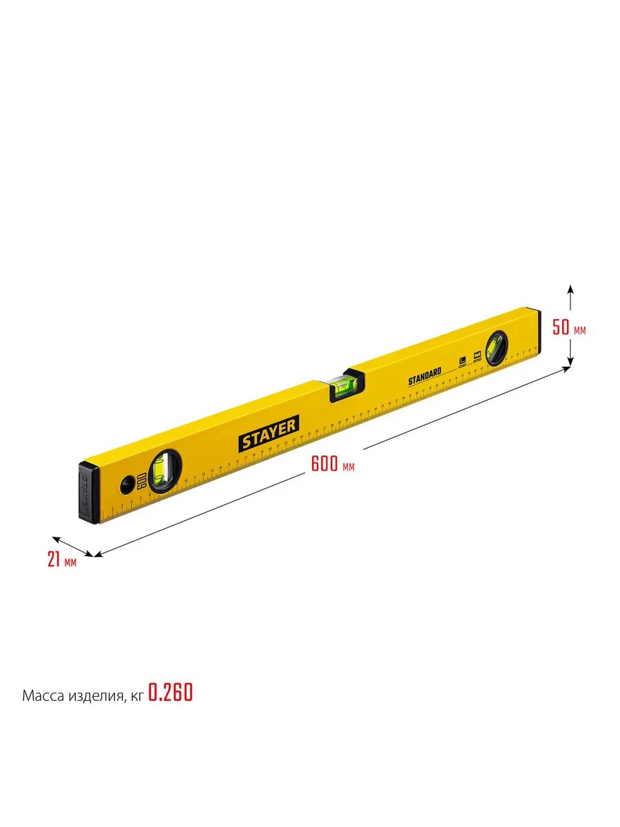 STANDARD, 600 мм, с линейкой, уровень (3460-060)