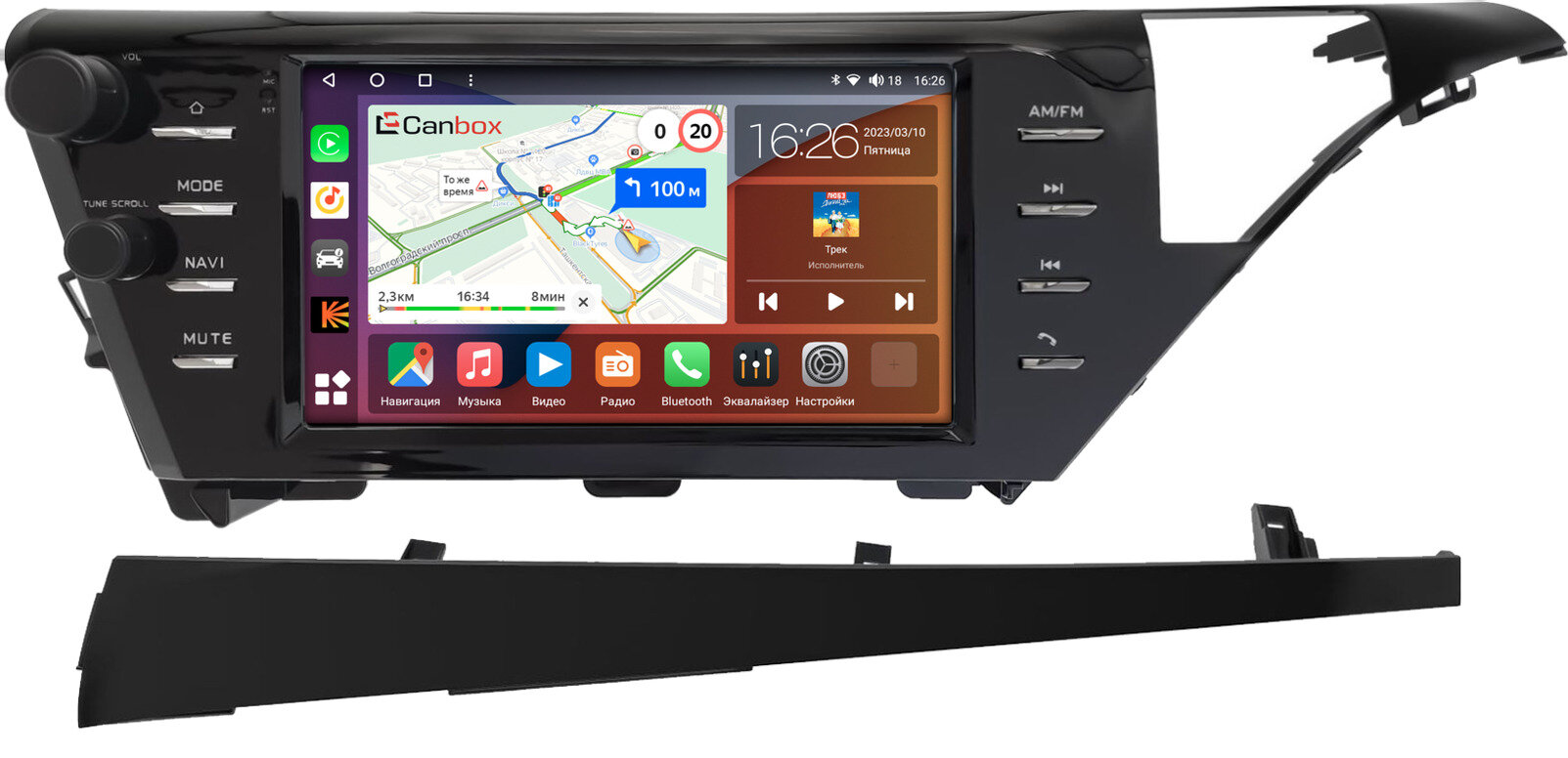 Штатная магнитола Toyota Camry XV70 2017-2021 (авто без NAVI, левый руль) Canbox Logic-i3 5737-9-1871 Android 13 (4G-SIM, 6/128, DSP, 360, QLed)