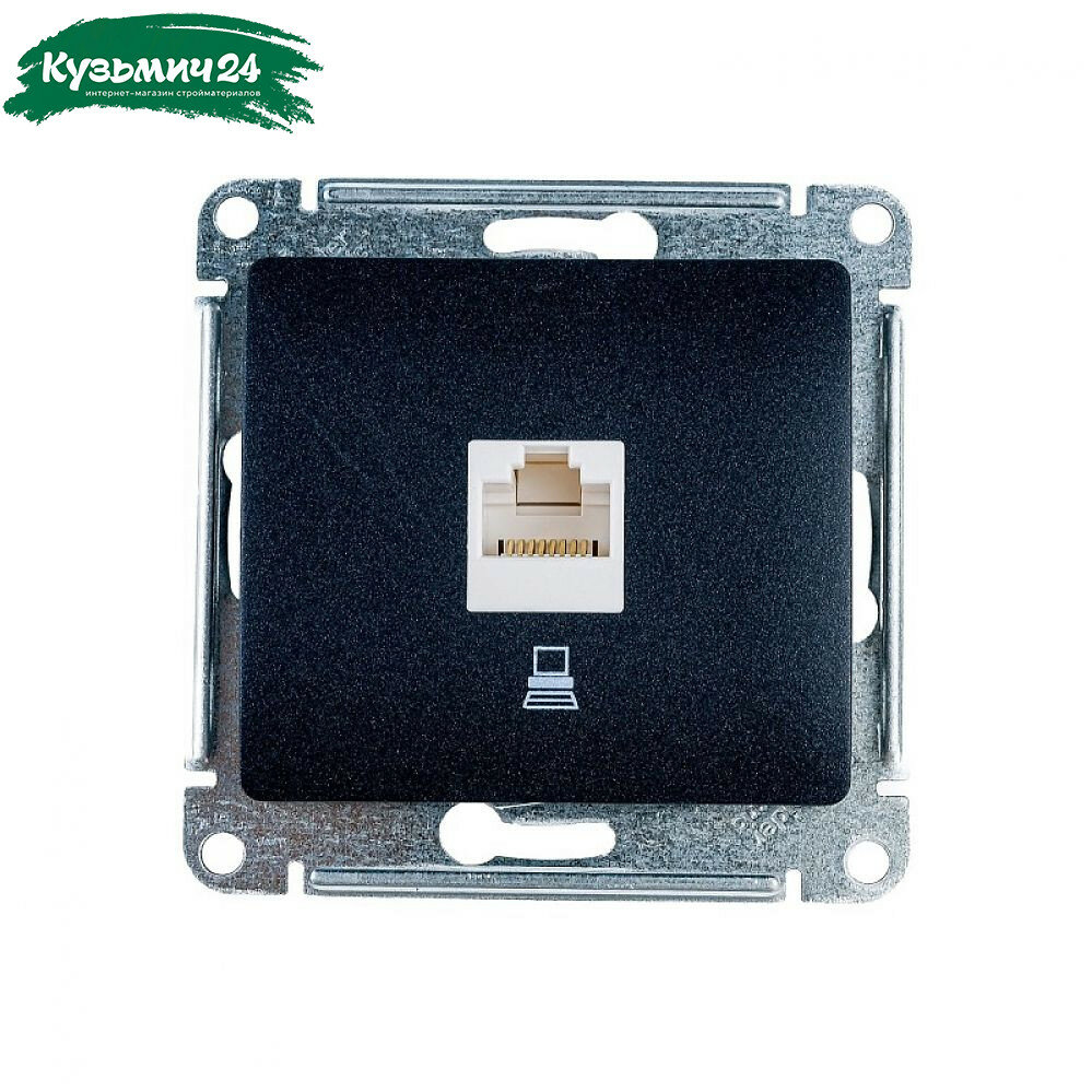 Розетка компьютерная Schneider Electric GLOSSA антрацит GLS000781K RJ45 встраиваемая, антрацит