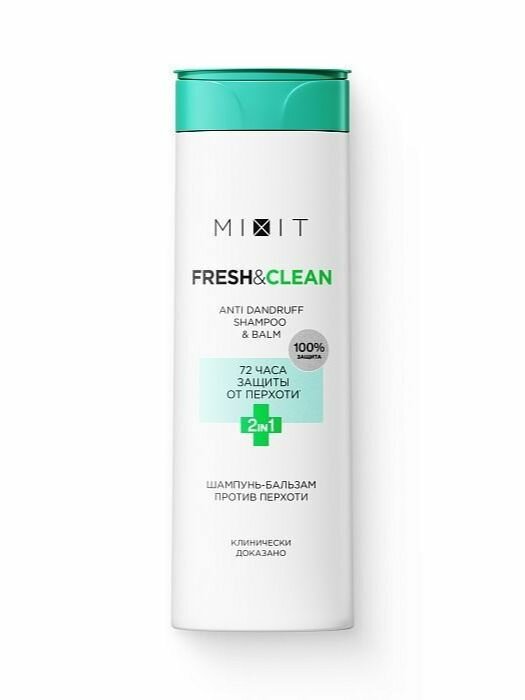 MIXIT FRESH&CLEAN, Шампунь-бальзам 2 в 1 против перхоти, 400 мл
