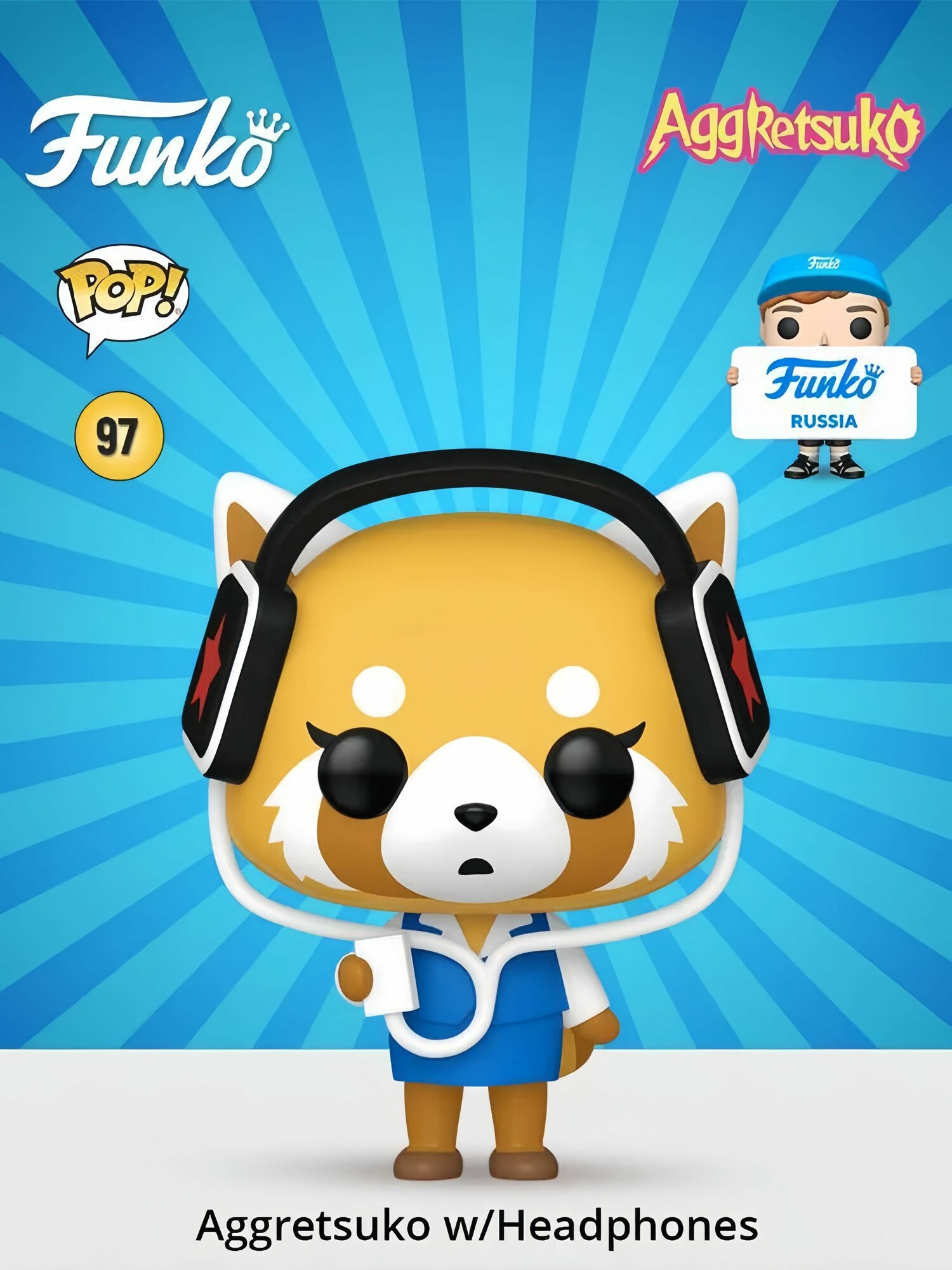 Аггрецуко Pop Sanrio, с наушниками, интерактивные, матрешка, 11 см