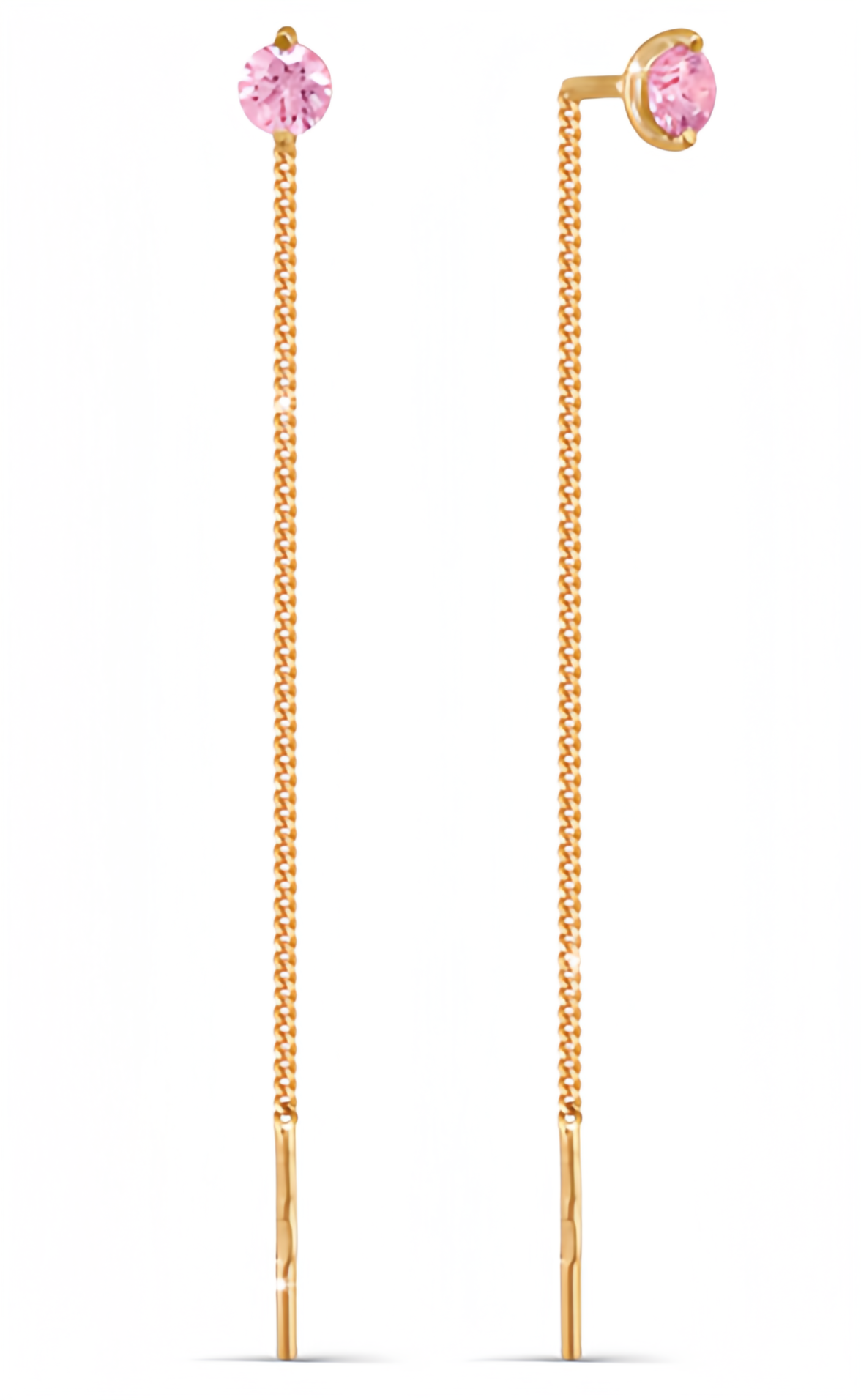 Серьги, красное золото, 585 проба, гравировка, фианит