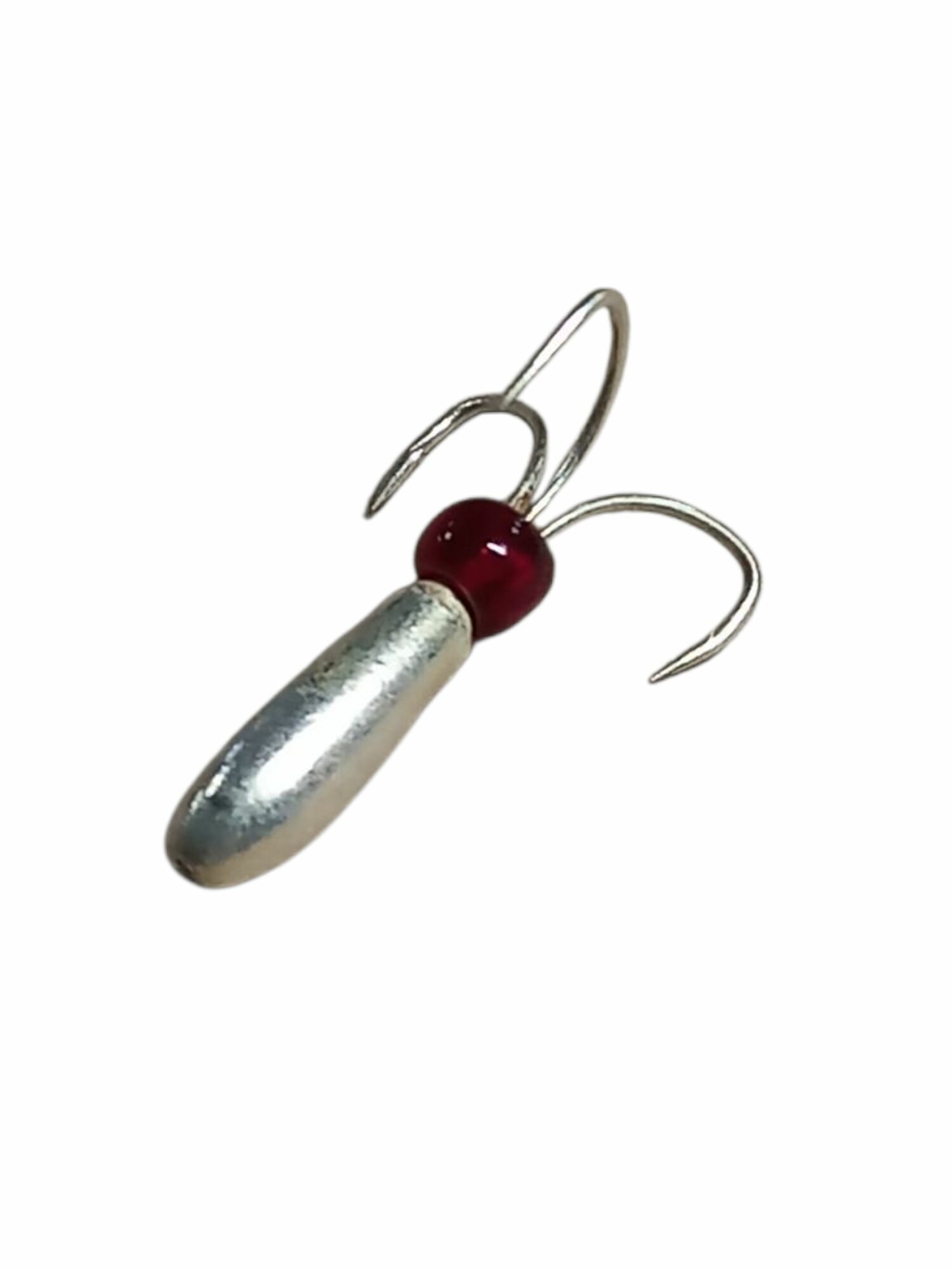 Мормышка вольф Чёртик тройник с отв и бисер 3мм 0,65гр Sil (MW-3030-Sil) Helios