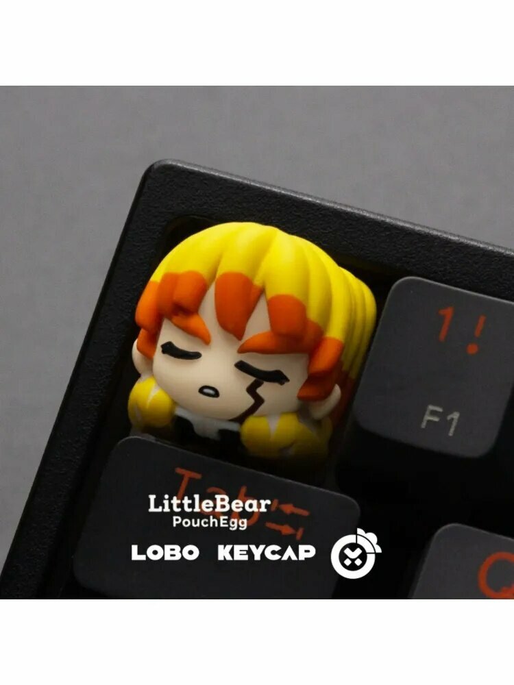 Кейкапы для механической клавиатуры: Дыхание грома - Зеницу Агацума, подсветка, Истребитель демонов