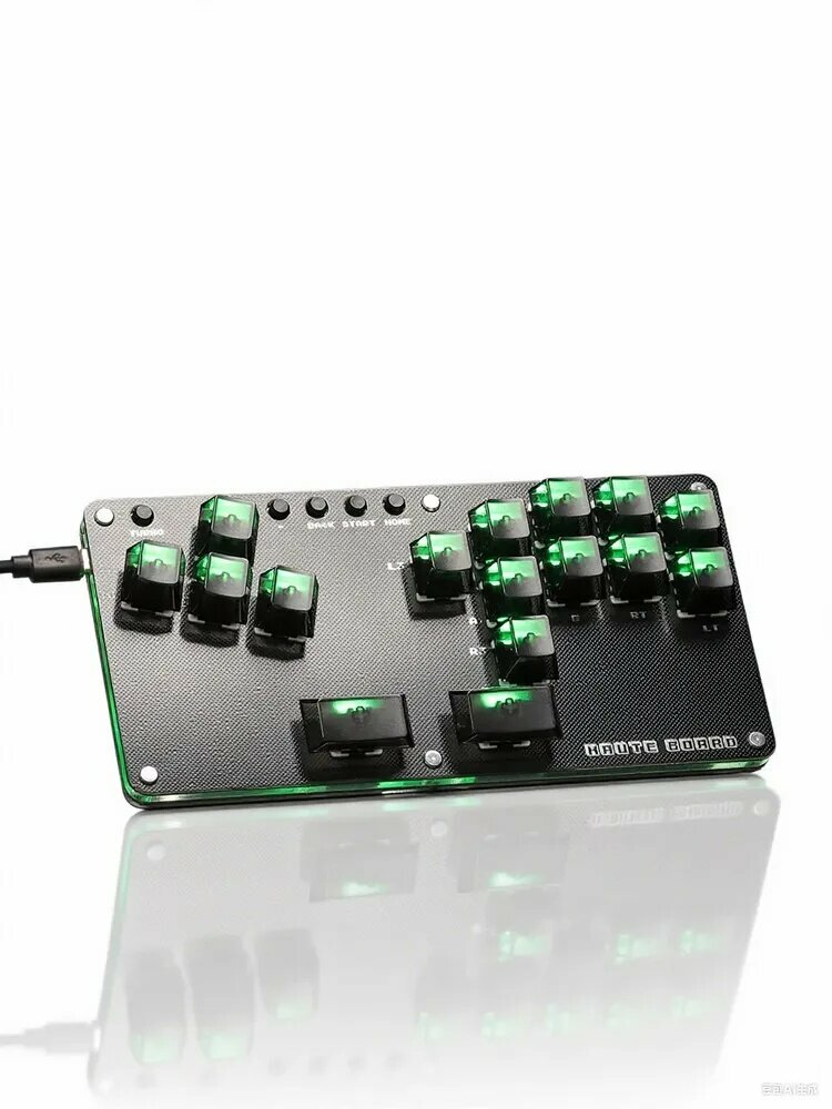 Haute42 16Key All-Button Arcade Controller с функциями Turbo, Arcade Stick Street Fight Mini Plus Controller для ПК/Ps3/Ps4/Switch Game Keyboard поддерживает Hot Swap и SOCD