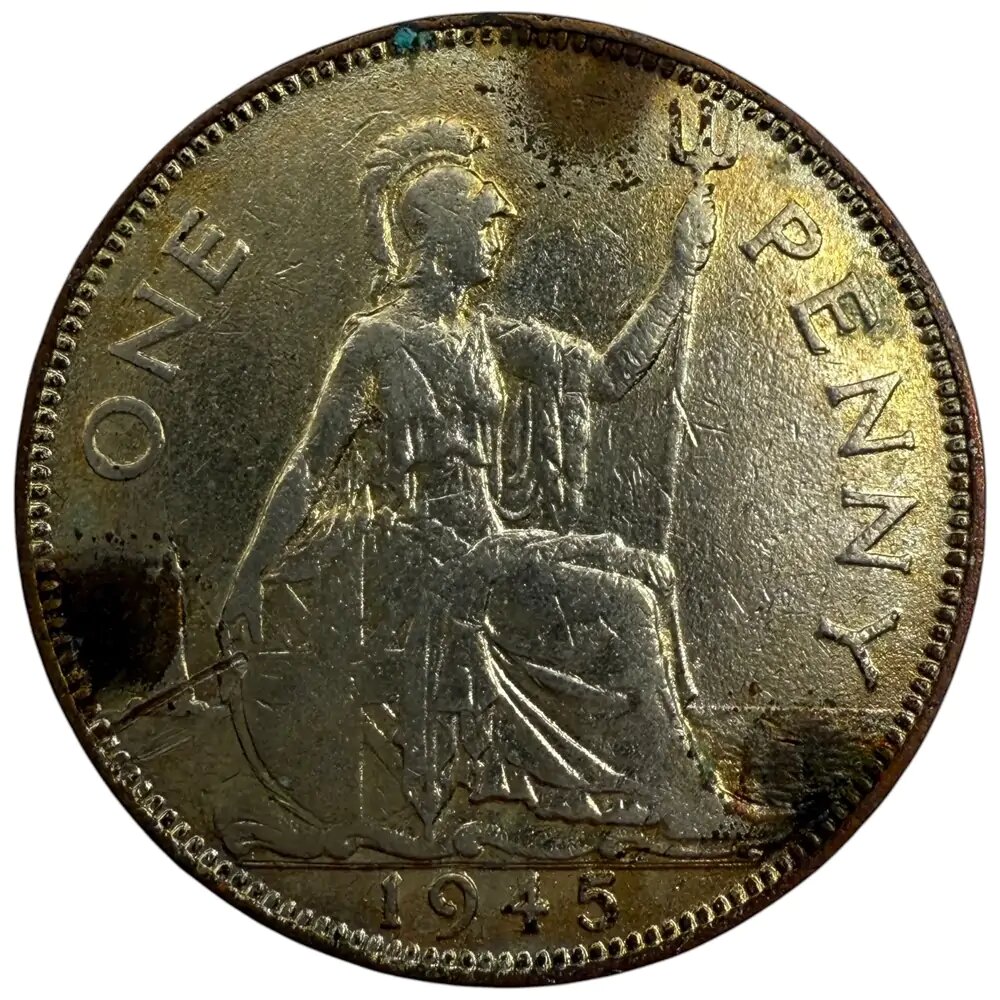 Великобритания 1 пенни 1945 г. (Cu/Ag)
