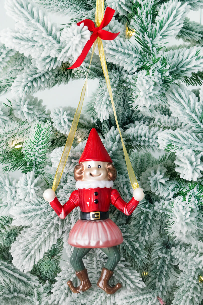 Ёлочная игрушка марионетка: эльф - весёлый волшебник, стекло, 18 см, Winter Deco 121568-2
