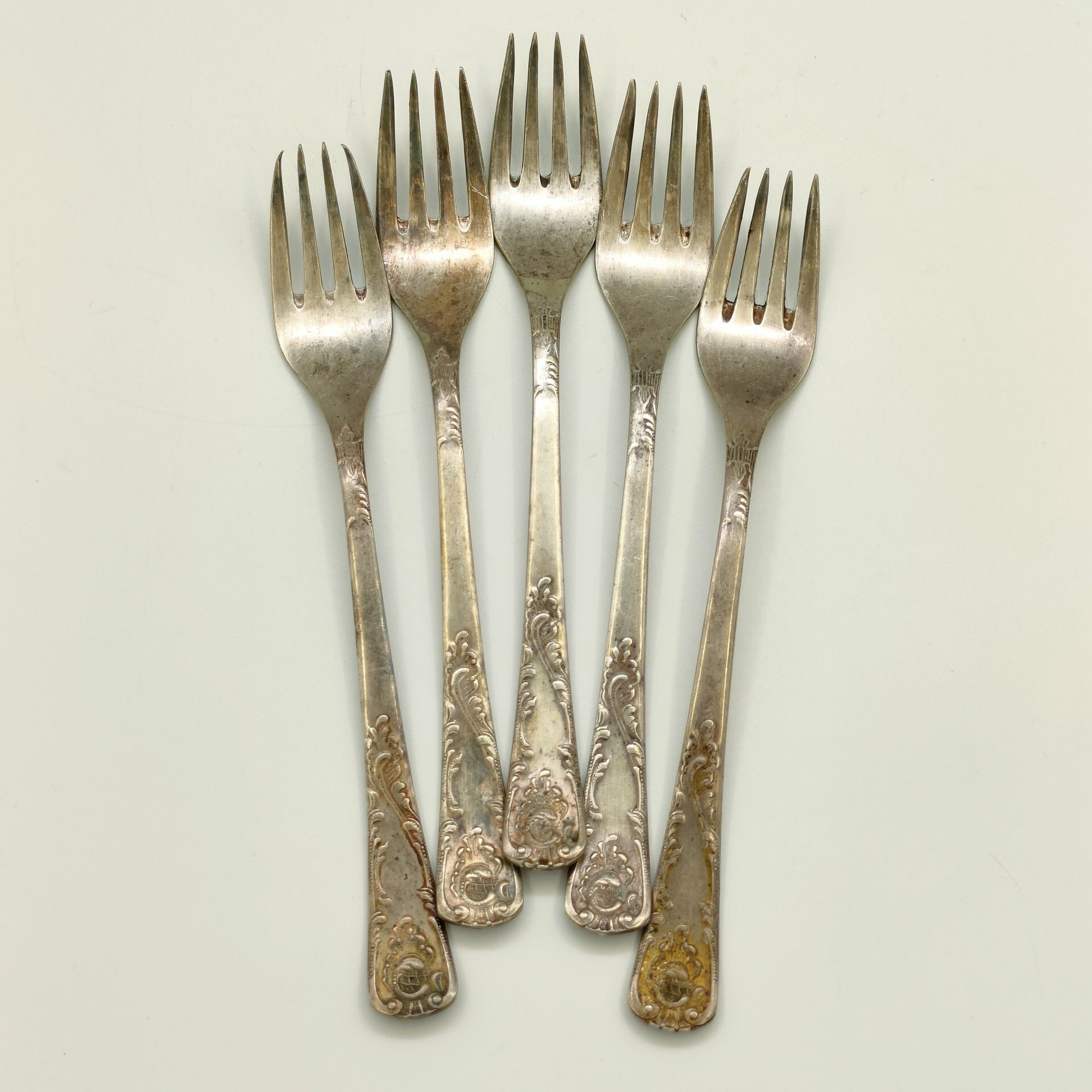 Набор из 5-ти столовых вилок с растительным декором, мНЦ (медь-никель-цинк)