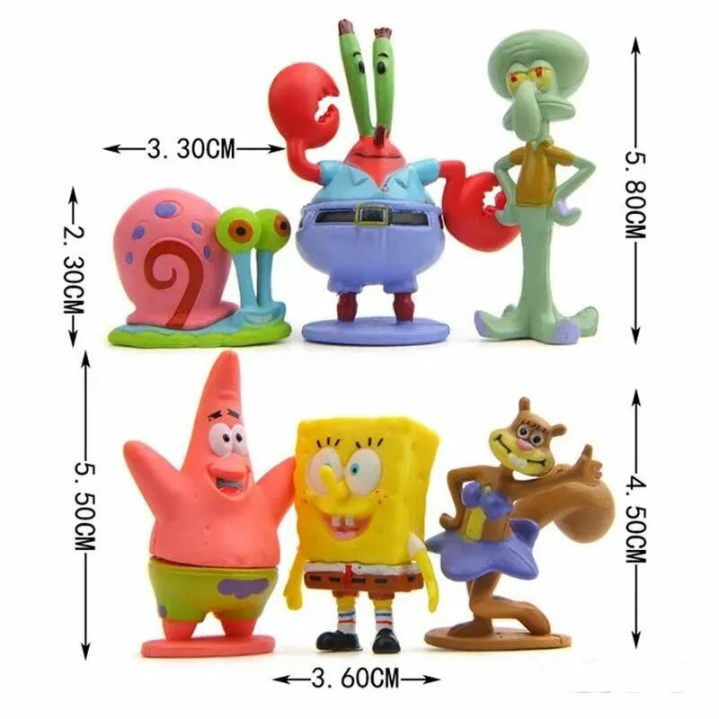 Набор губка Боб квадратные штаны аниме фигурки игрушки для детей / Spongebob 6шт