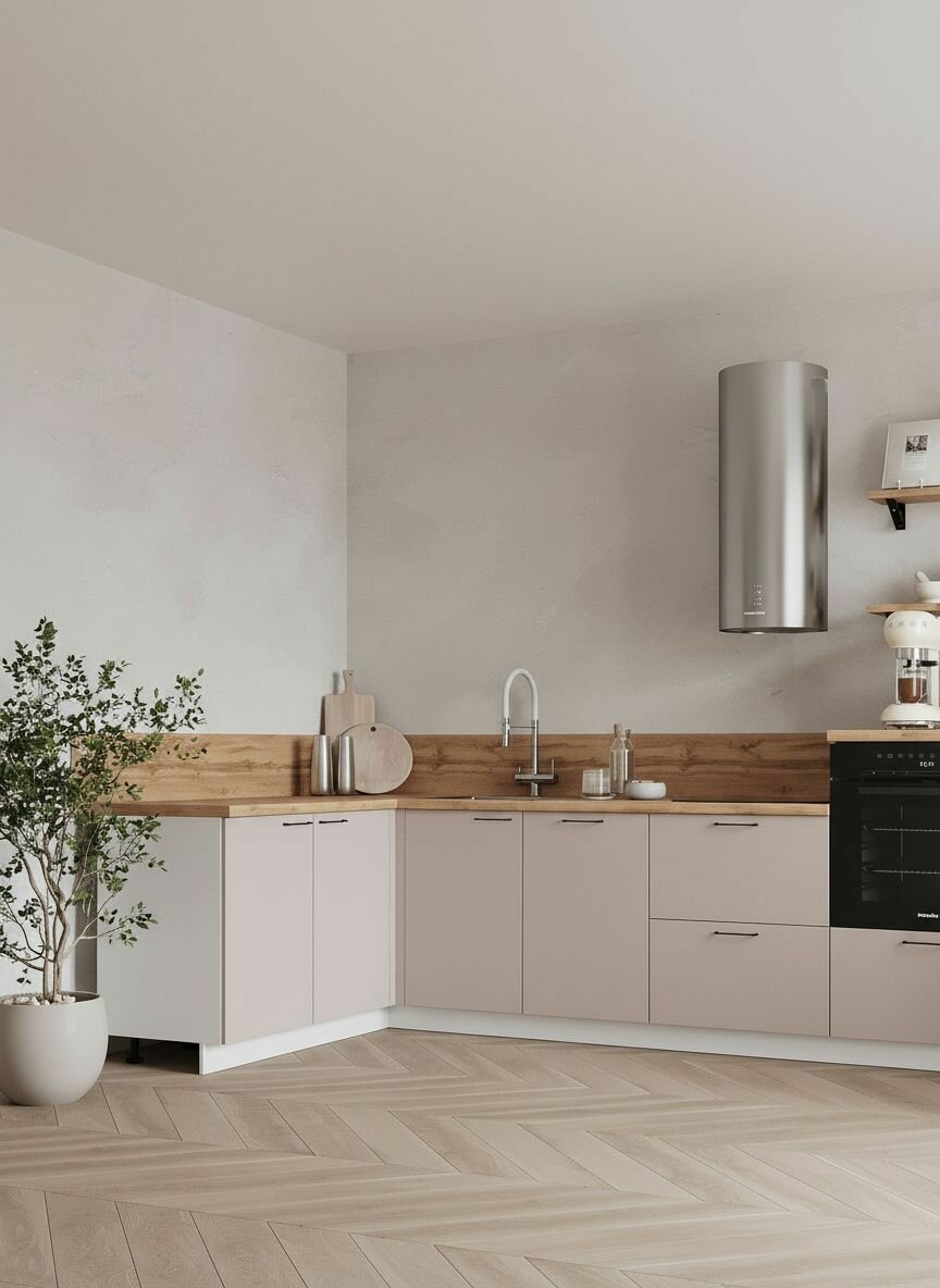 ARNIKA Кухонный гарнитур со столешницей "Дакия" угловой 1,5мх2,7м (с пм) , цвет магнолия (бежевый), фасад пленка ПВХ