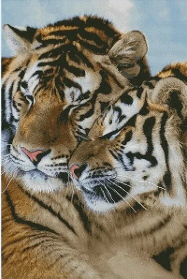 Набор для вышивки крестом Dahlia Тигры 14CT 16CT Canvas 32X47CM
