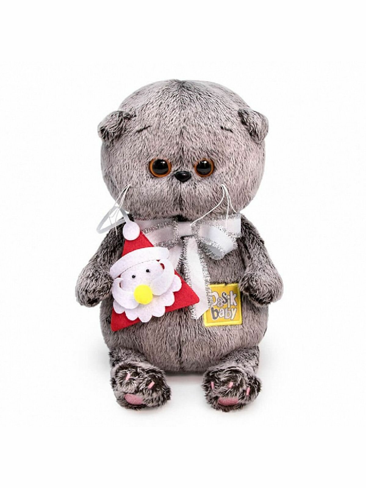 Мягкая игрушка Басик BABY с игрушкой Дед Мороз 20 см, в коробке