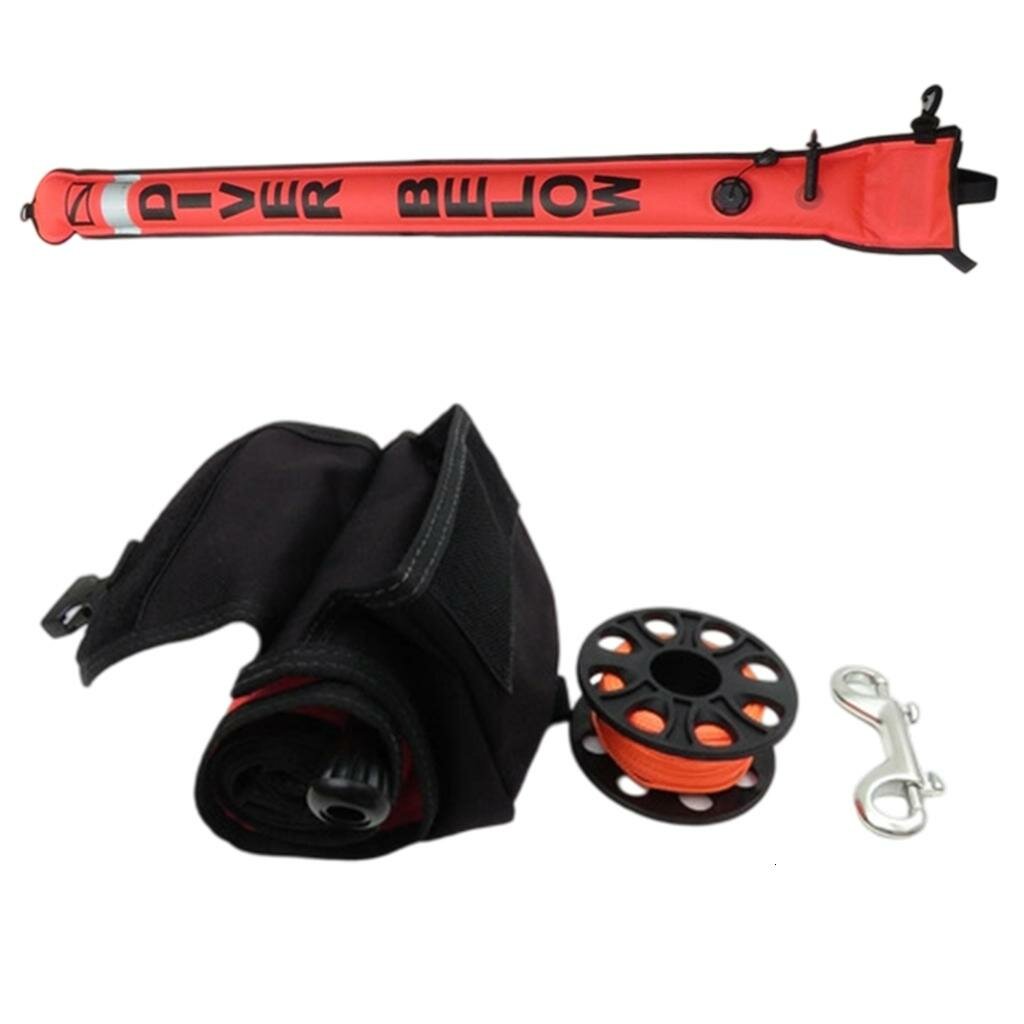 Маркерный буй для дайвинга с катушкой и зажимом, 180cm