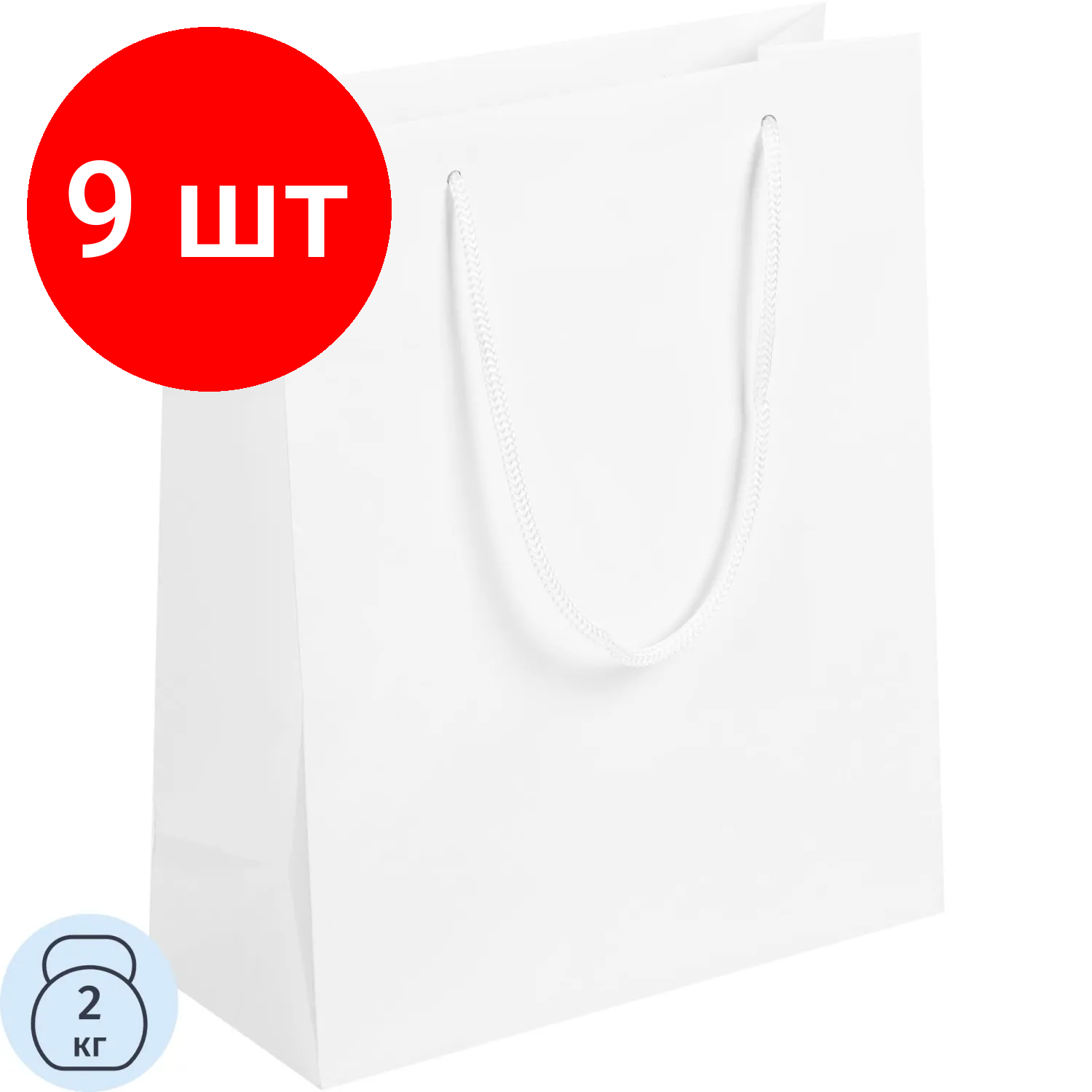Комплект 9 штук, Пакет подарочный бумажный Vid M, белый 20971.61