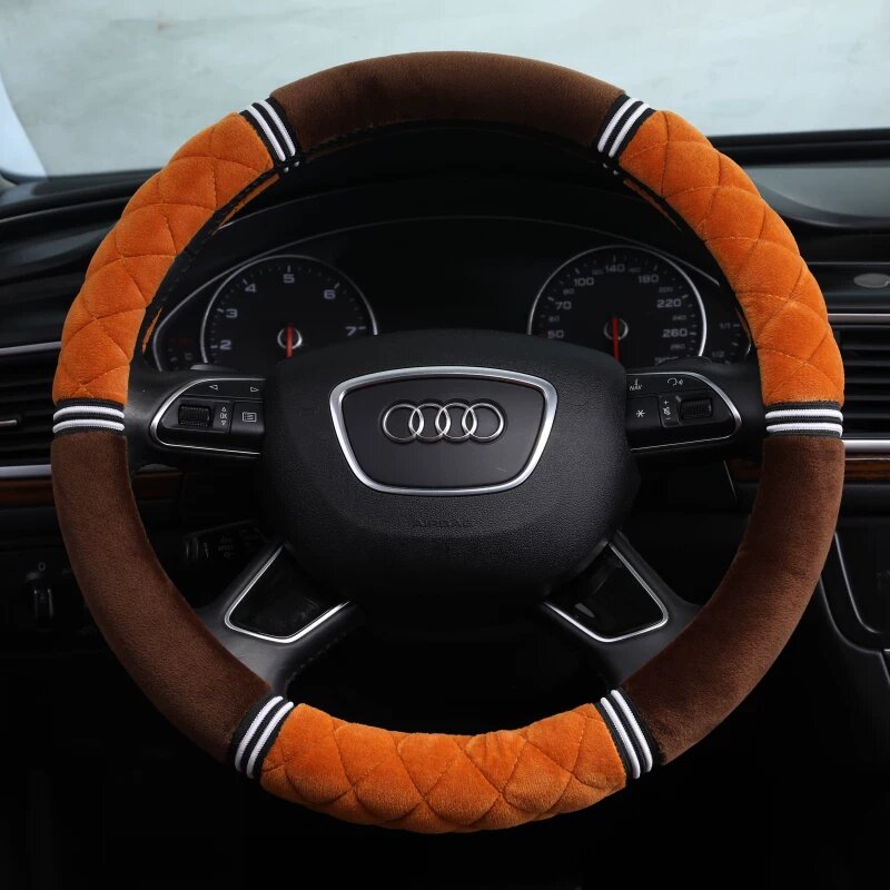 Новый чехол на руль автомобиля, четырехсезонный универсальный зимний короткий плюшевый чехол на руль автомобиля,