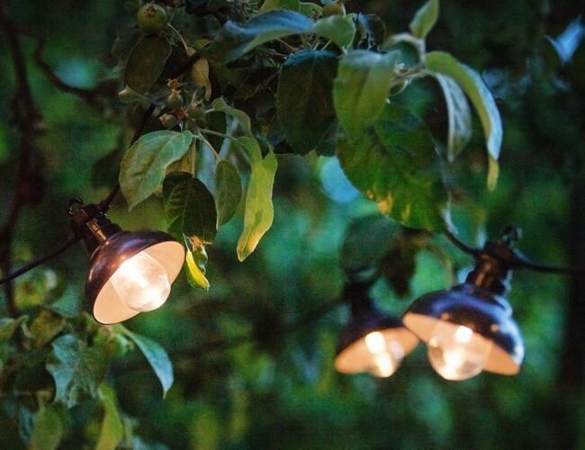 Электрогирлянда, 10 тёплых белых LED-ламп, 4.5+5 м, коннектор, черный провод, уличная