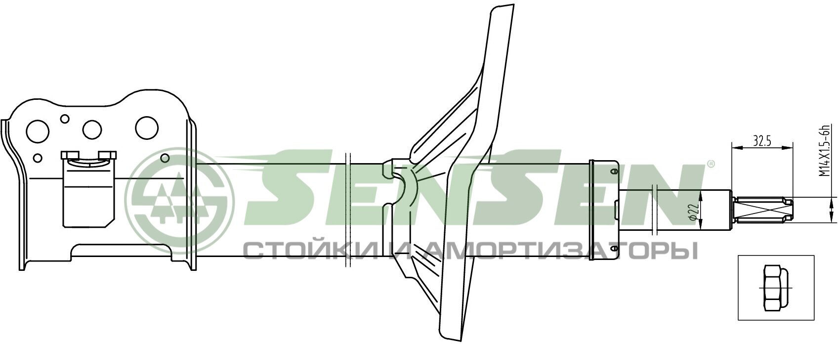 Амортизатор передний мост справа /MAZDA, MX-6 (GE), 626 IV (GE), TELSTAR IV хетчбек (GE)1,8-2,5(1, Sensen арт. 41140030