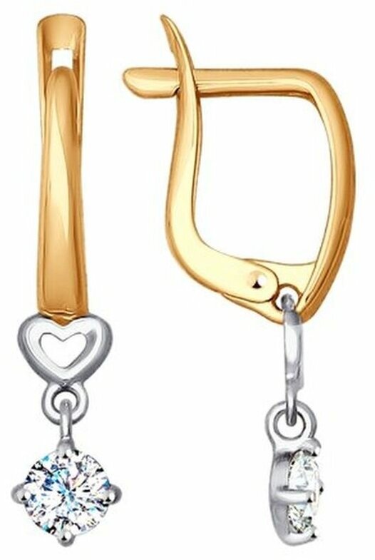 Серьги, красное золото, 375 проба, фианит