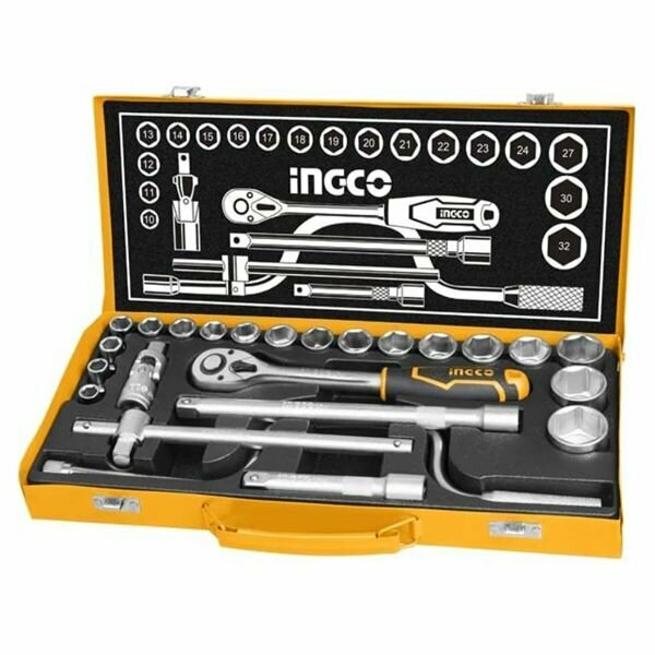 Набор головок 24 предмета с трещоткой, 1/2, 10-32 мм INGCO HKTS0243