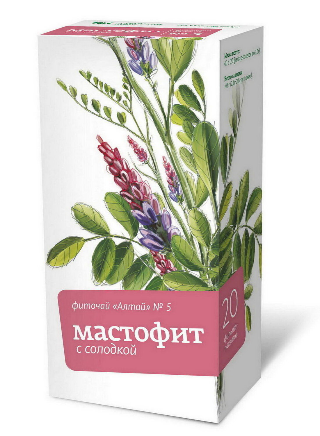 Фиточай Алтай № 5 Мастофит с солодкой, 20 фильтр-пакетов по 2,0 г