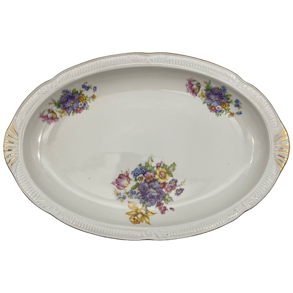 Блюдо "Букет", овальное, 33*22 см, фарфор, 1980-1985 гг, Chodziez, Польша