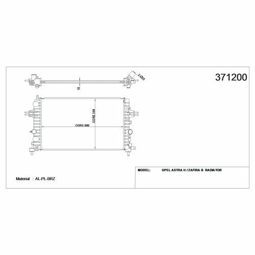 371200_радиатор системы охлаждения!/ Opel Astra H/Zafira 1.6/1.8 04 Kale 371200