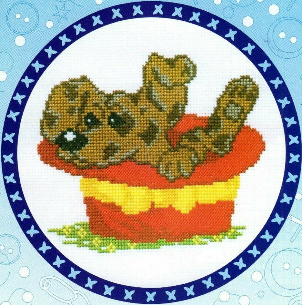 Набор для вышивания Панна #D-0005 Пес в шляпе, Счетный крест, 12.5 x 11 см
