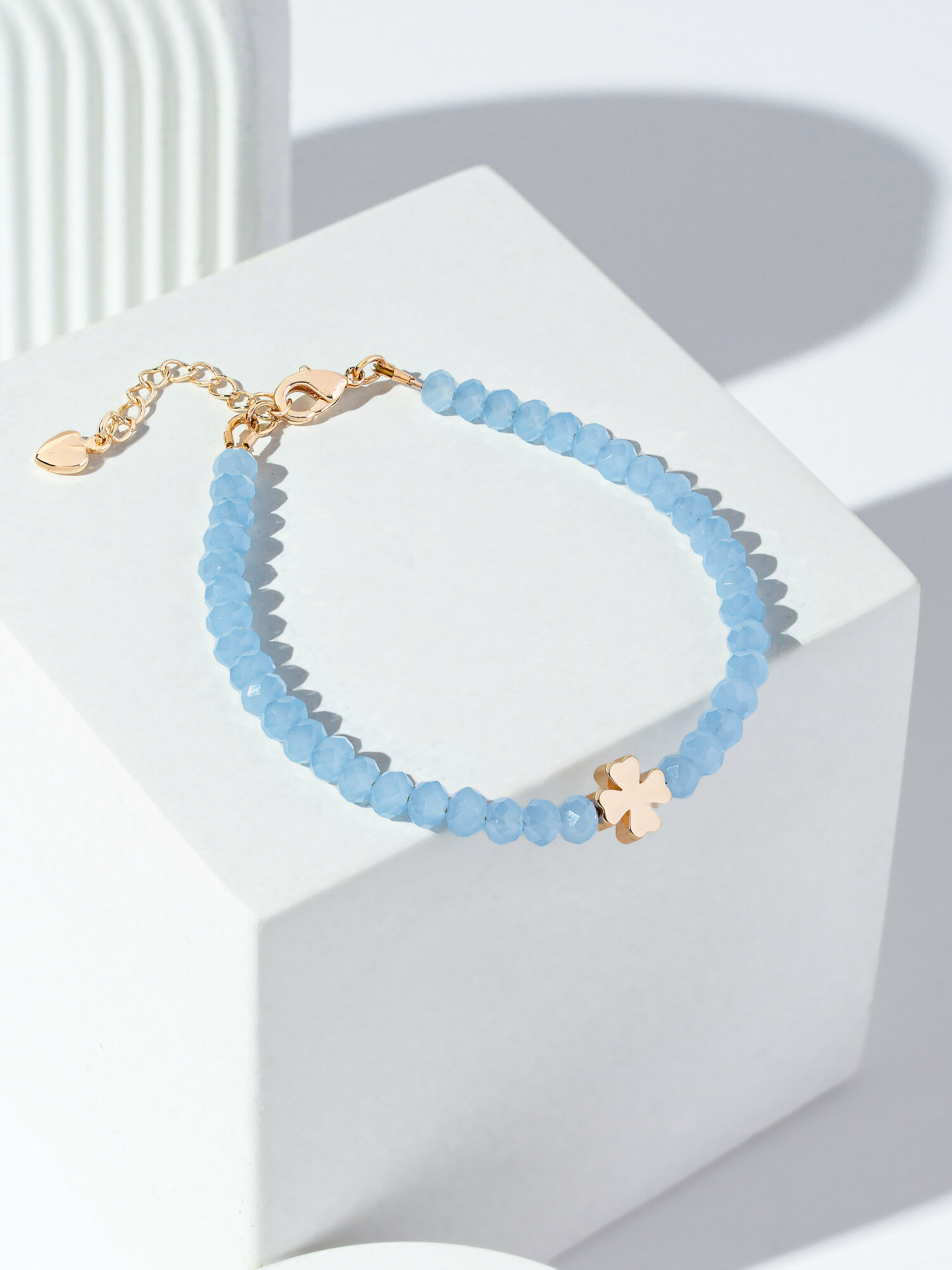 Браслет BLV Jewerly, размер 17.5 см, золотистый, голубой — фото 1