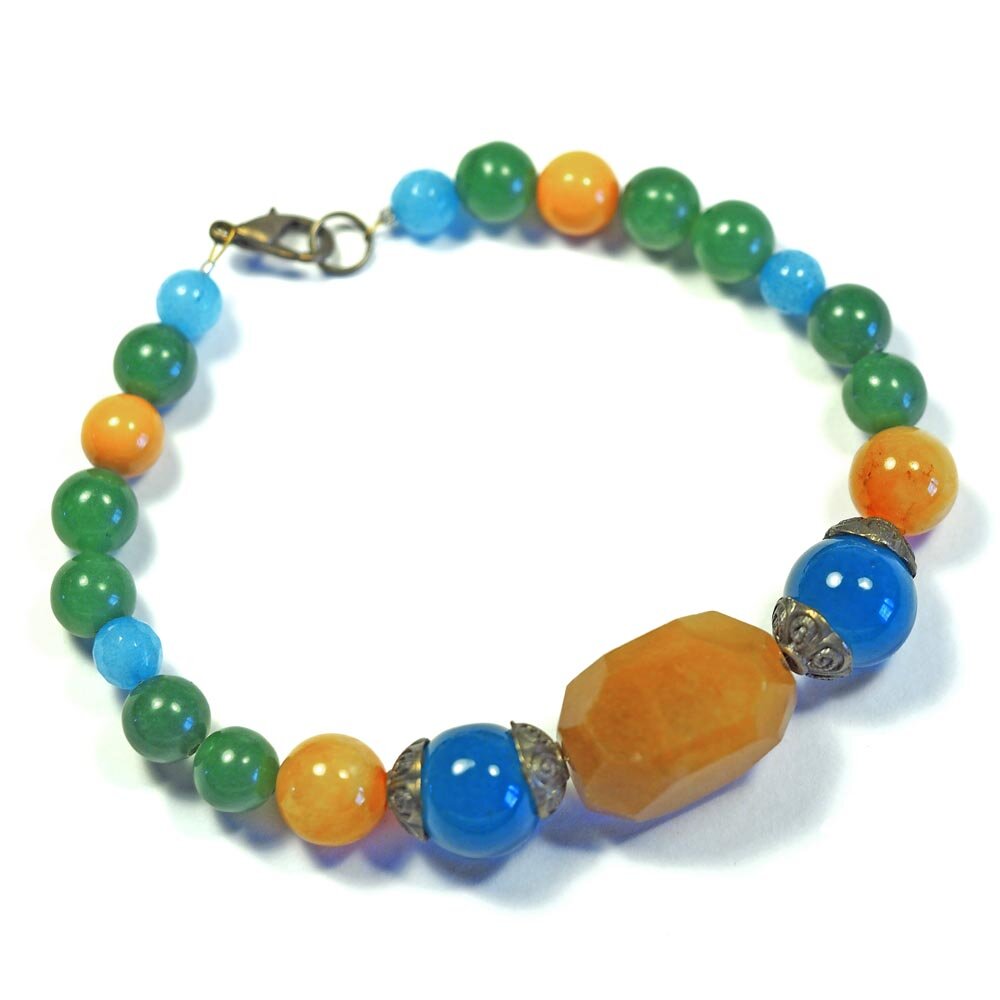 Браслет, металл, агат