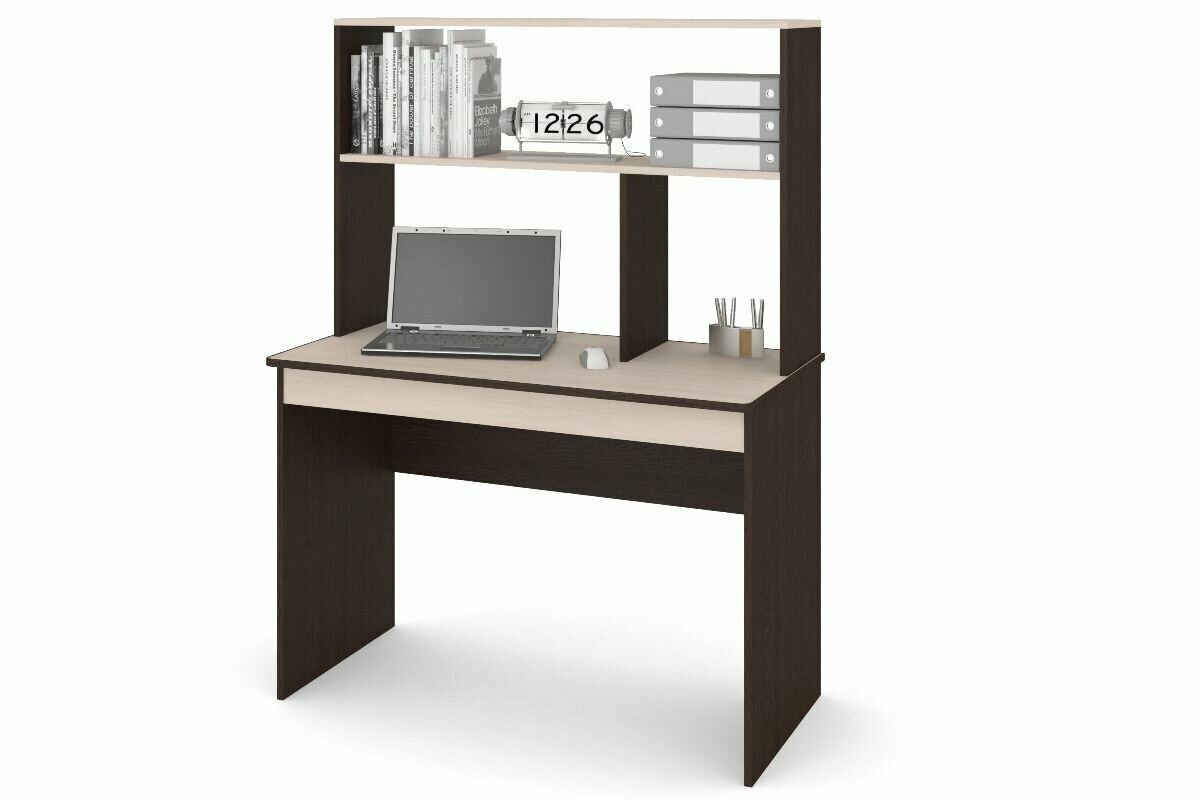 Стол компьютерный, письменный Школьник-1 ЛДСП венге цаво/дуб млечный, с надстройкой