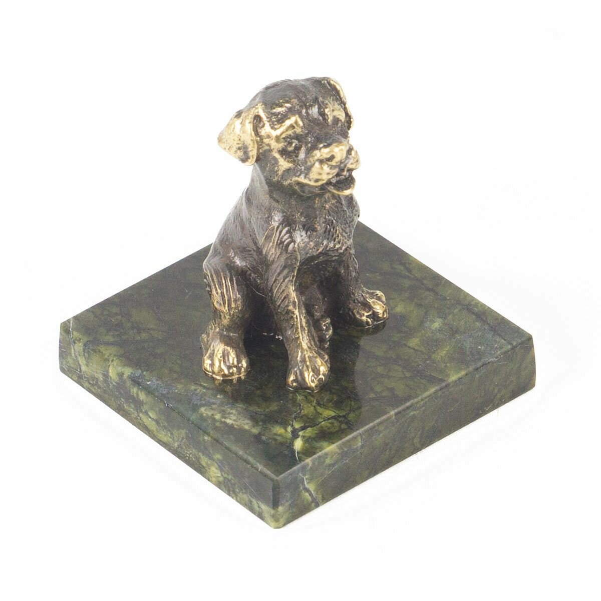 Статуэтка "Собачка средняя №6" из бронзы и змеевика 118759