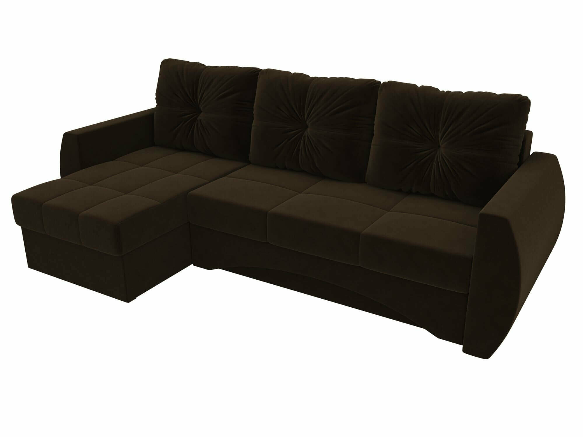 Artum Угловой диван Сатурн велюр коричневый левый