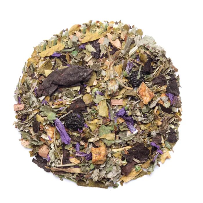 Травяной чай "Сибирская сила", вкусный, для бани, бадан, гинкго-билоба, фенхель, яблоко, кора дуба, малина, земляника, курильский чай, рябина 100 гр.