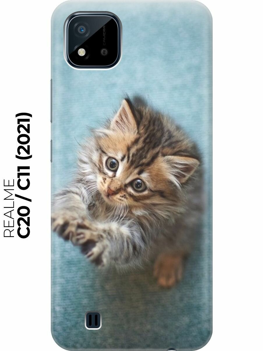 Чехол - накладка ArtColor для realme C20 / C11 (2021) с принтом "Котёнок на голубом"