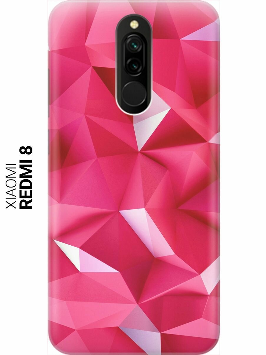 Силиконовый чехол на Xiaomi Redmi 8, Сяоми Редми 8 с принтом "Малиновые ромбы"