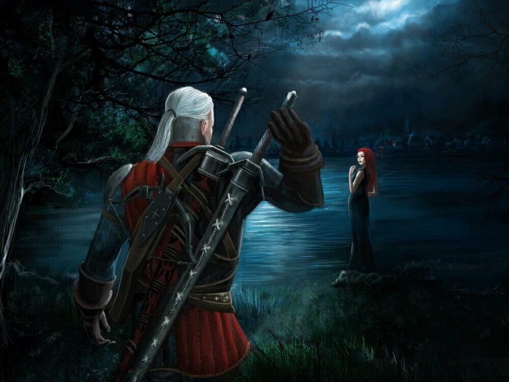 Плакат, постер Witcher, Ведьмак на холсте, размер 30х42см