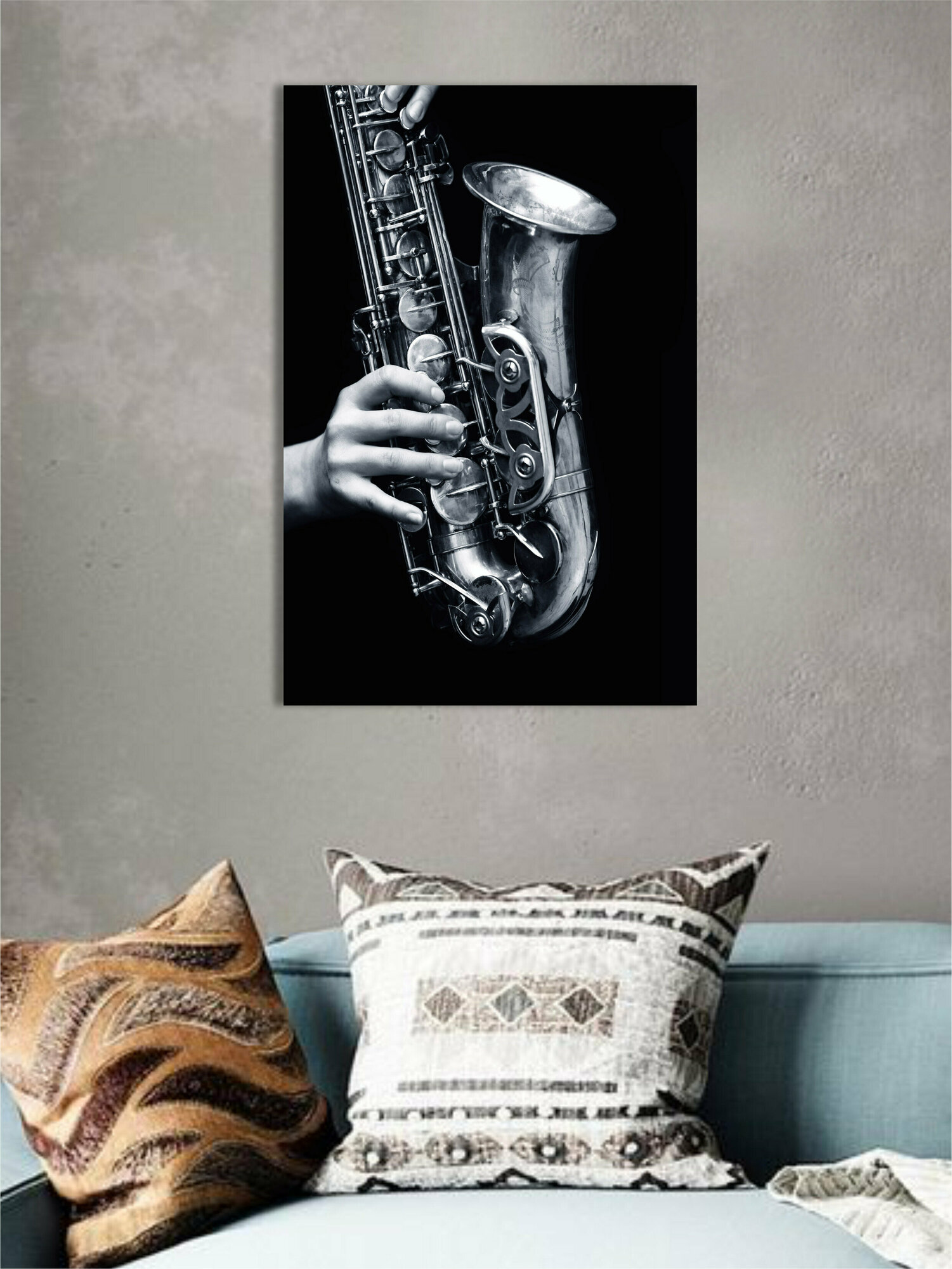 Картина горизонтальная для интерьера Art IrbisPrint, Музыка черно-белый минимализм, 40х60 см холст на подрамнике 20 мм