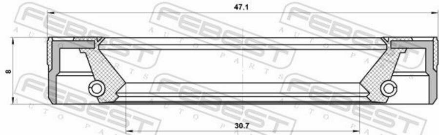 FEBEST 95LEY-32470808L сальник коробки скоростей 30.7X47.1X8X8