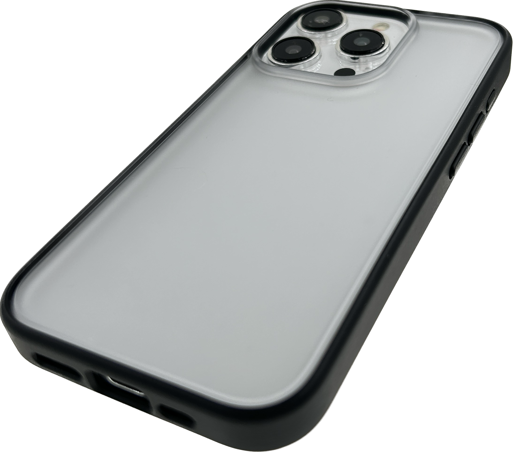 Защитный чехол для Apple iPhone 15 Pro Max силиконовый ободок / пластик / полупрозрачной , Черный, Прозрачный матовый