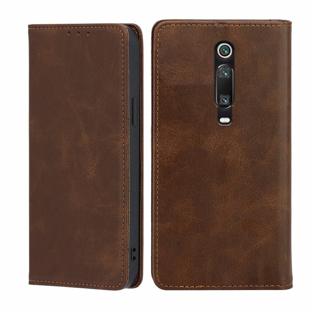 Чехол-книжка для Xiaomi Redmi K20/K20 Pro/Xiaomi Mi 9T/9T Pro / Сяоми Редми K20, Телячья кожа, на магнит, коричневый
