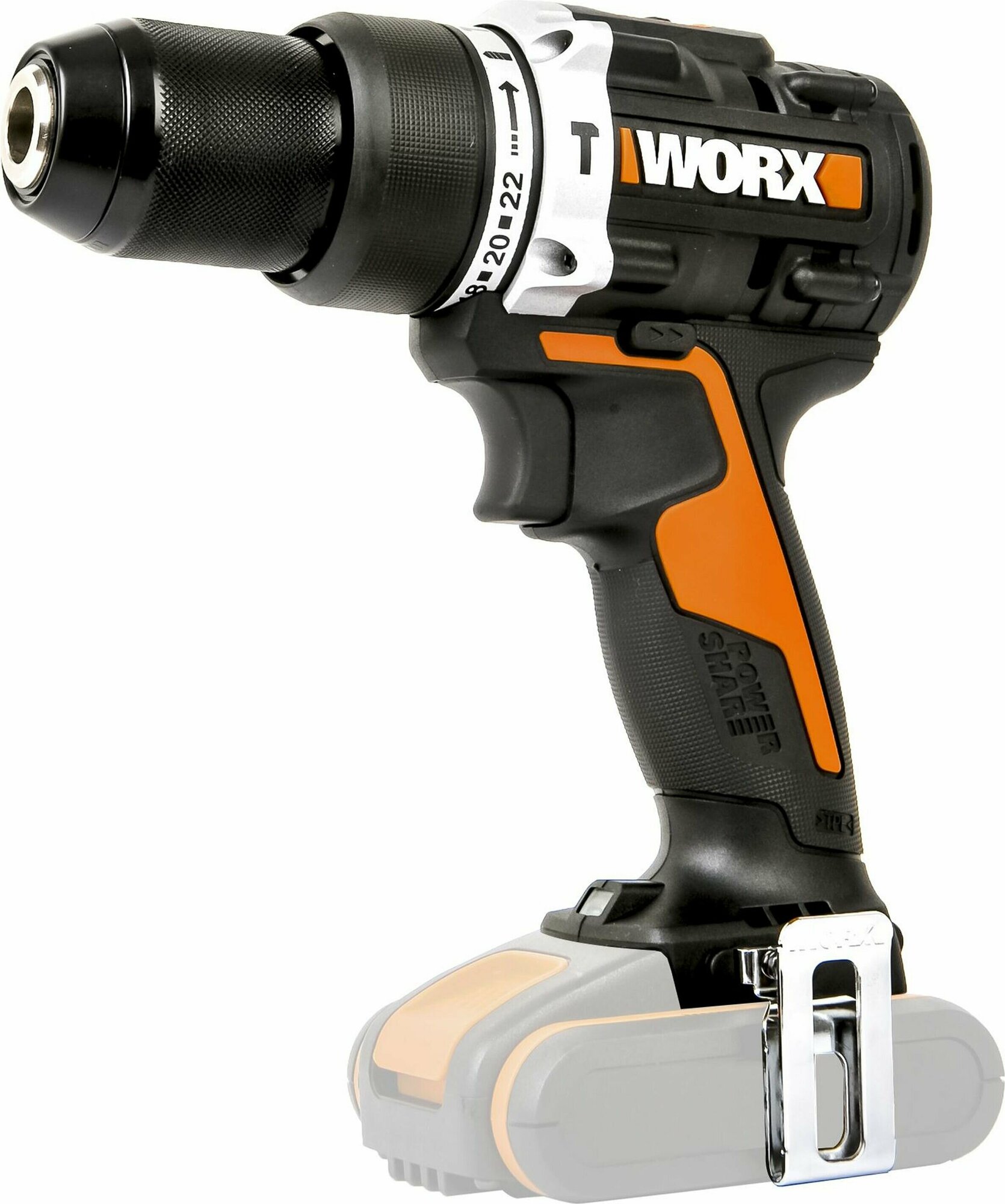 Шуруповерт Worx WX352, без АКБ, бесщеточный, 20V, с подсветкой