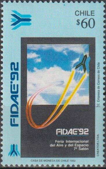Почтовые марки Чили 1992г. "Международная авиационно-космическая выставка Fidae 92" Авиация, Самолеты MNH
